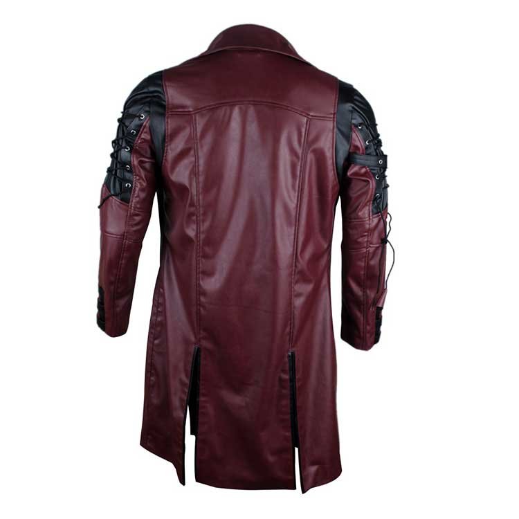 RED AND BLACK TRENCH COAT COSPLAY FAUX LEATHER - Jacket World